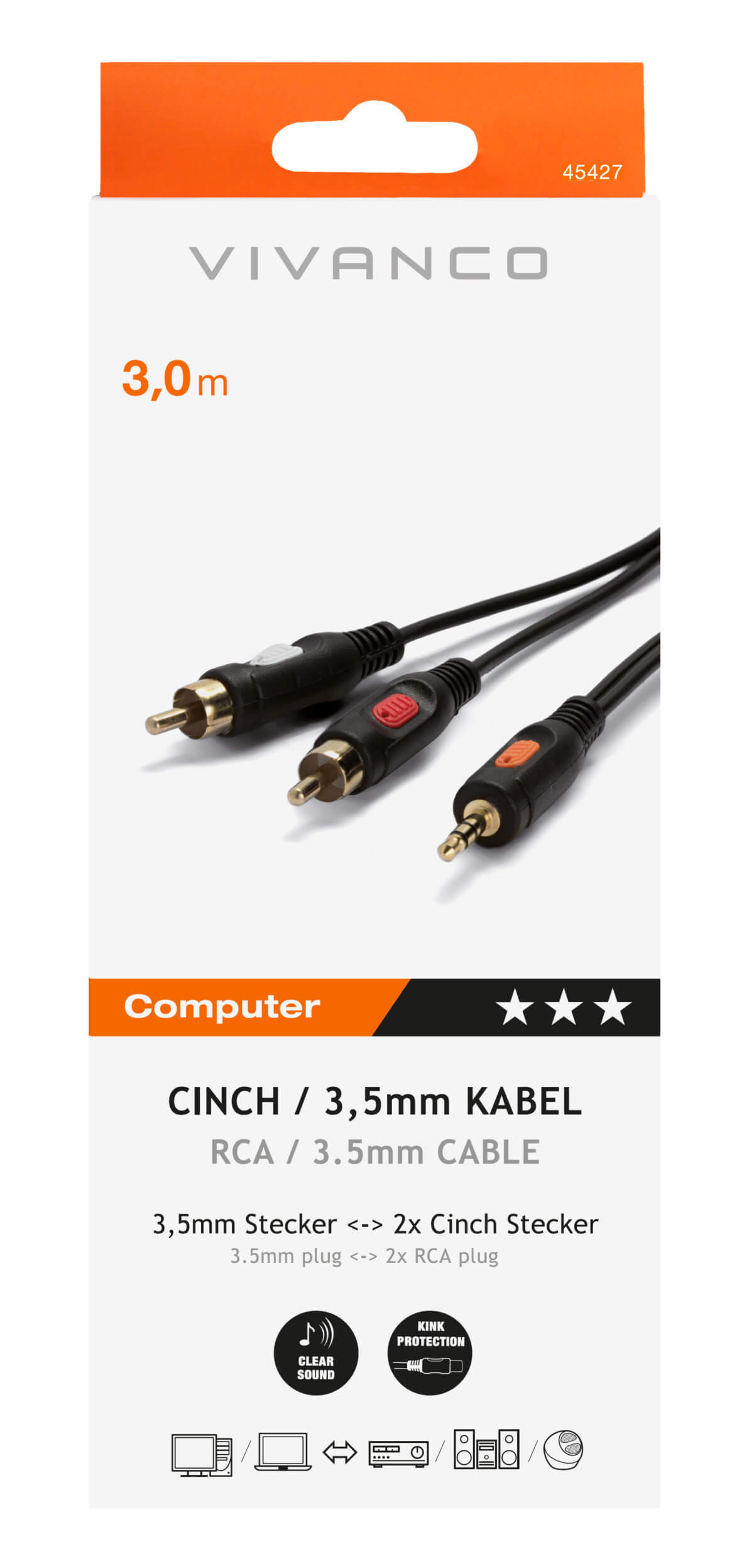 Audio connection cable, 3m - Vivanco